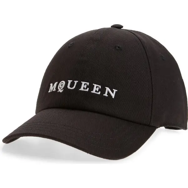 Alexander McQueen Embroidered Logo Baseball Cap - Black/ Ivory