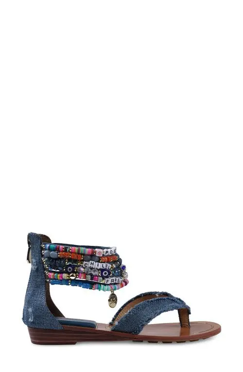 ZIGI Fayola Beaded Thong Sandals - Blue Denim