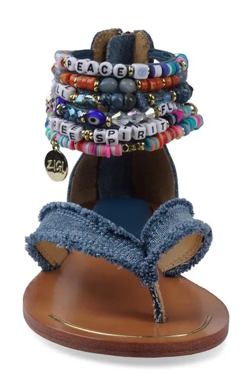 ZIGI Fayola Beaded Thong Sandals - Blue Denim