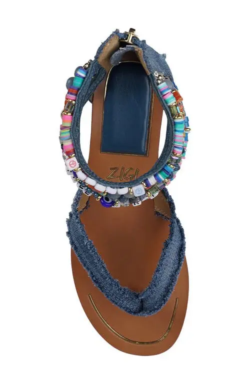 ZIGI Fayola Beaded Thong Sandals - Blue Denim