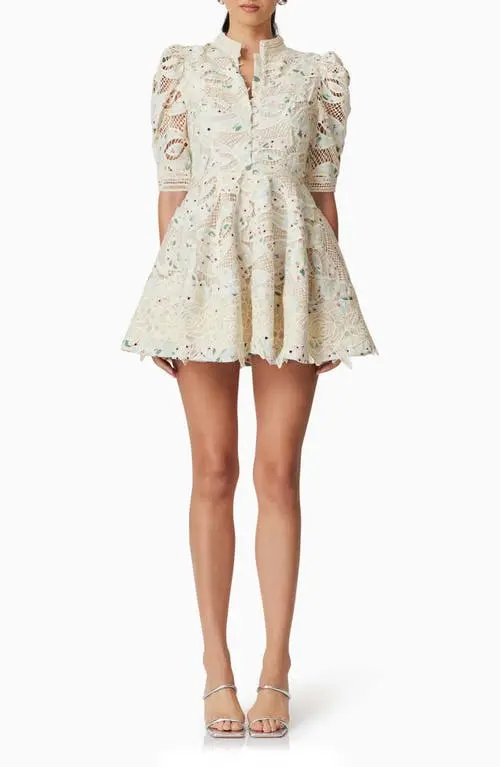 ELLIATT Kyla Puff Sleeve Lace Mini Dress