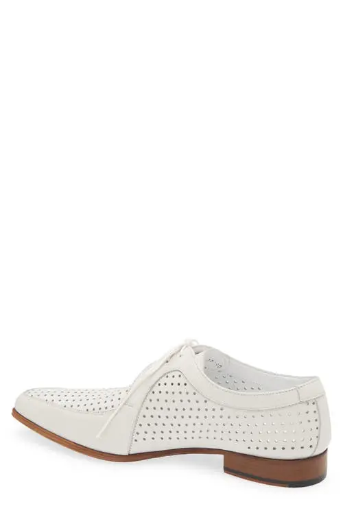 Mezlan Perforated Bike Toe Derby - White