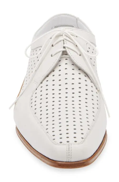 Mezlan Perforated Bike Toe Derby - White