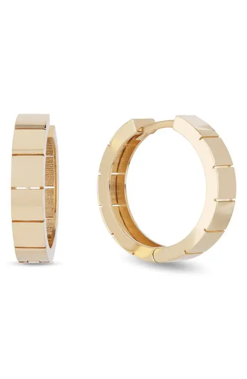 Lana Jewelry 14k Gold Thin Flash Tile Hoop Earrings - Yellow