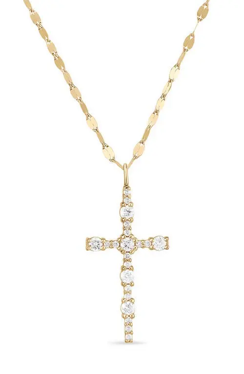 Lana Jewelry 14k Gold Diamond Cross Pendant Necklace - Yellow