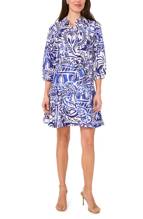 Halogen Printed Tie-waist Shirtdress