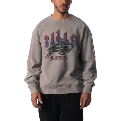 THE WILD COLLECTIVE Buffalo Bills Distressed Pullover Sweatshirt