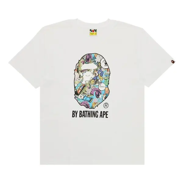 A BATHING APE Comic Art Ape Head Tee - White