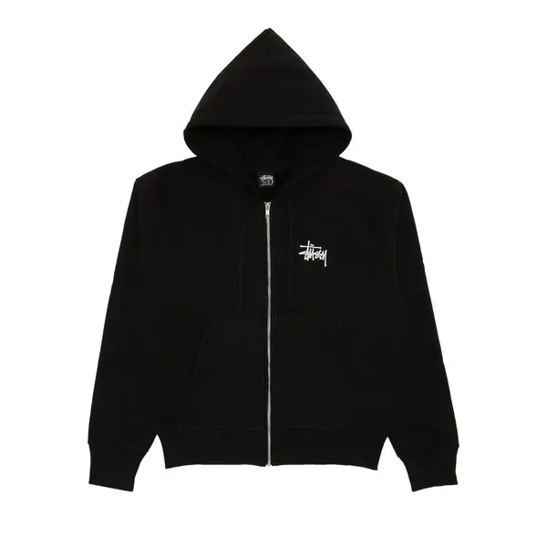 StÜssy Basic Logo Zip Up Hoodie - Black
