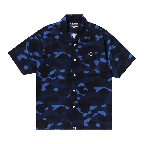 A BATHING APE Color Camo Ape Head One Point Shirt 'navy - Blue