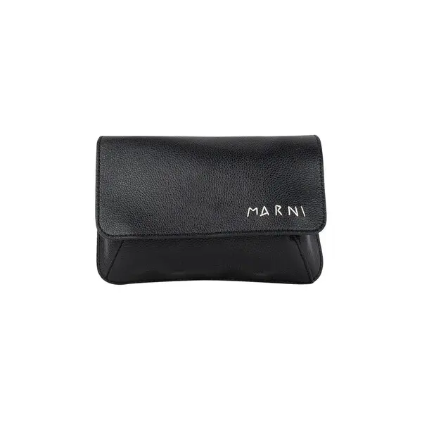 Marni Logo Embroidered Leather Belt Bag - Black