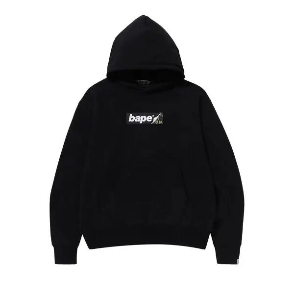 A BATHING APE Smooth Logo Relaxed Fit Hoodie - Black