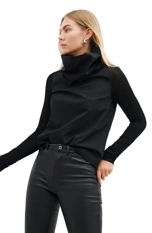 MARCELLA Atlantic Turtleneck Mixed Media Top