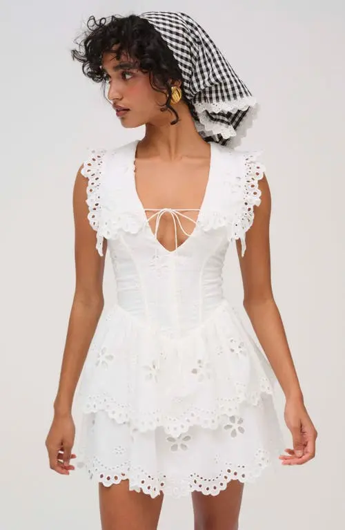 slim fit dress slacks White Fit And Flare Dress Mini Eyelet Fabric main image 0
