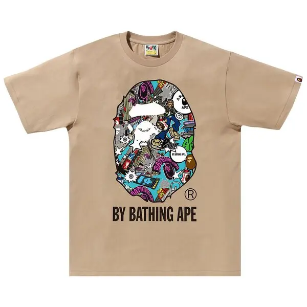 A BATHING APE Comic Art Ape Head Tee 'beige