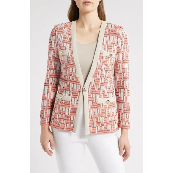 Ming Wang Geo Jacquard Cardigan