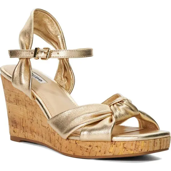 Dune London Kaino Platform Wedge Sandal - Gold