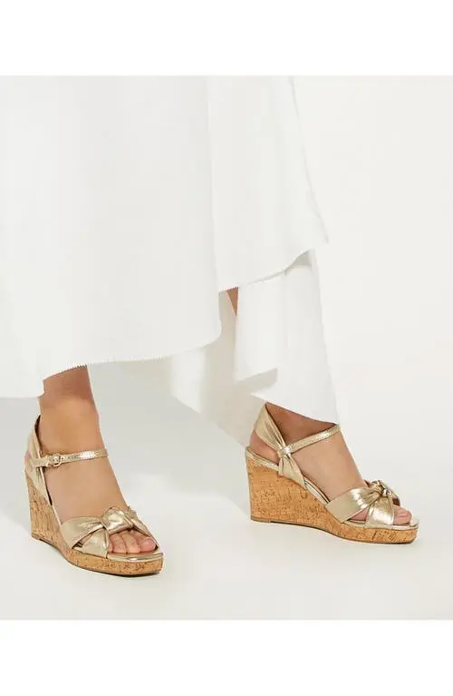 Dune London Kaino Platform Wedge Sandal - Gold