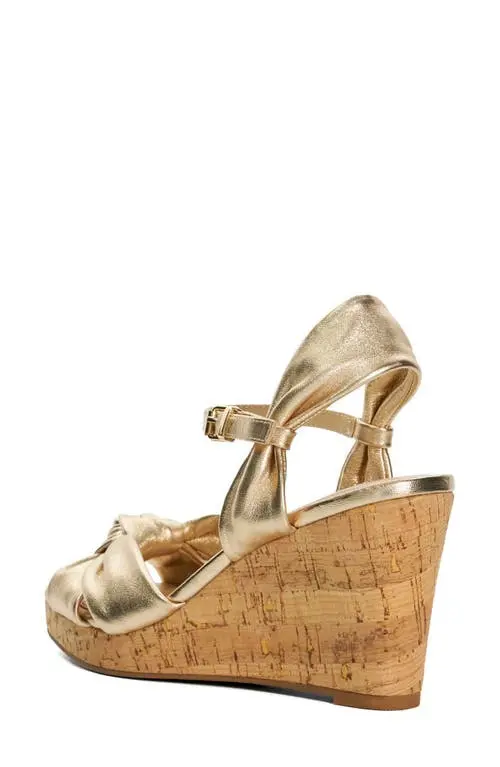 Dune London Kaino Platform Wedge Sandal - Gold