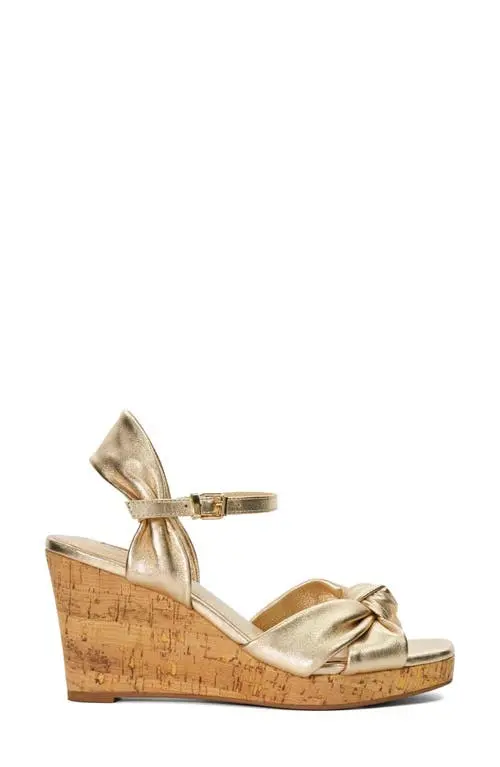 Dune London Kaino Platform Wedge Sandal - Gold