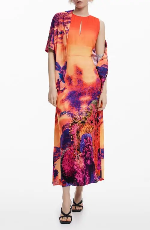 Desigual Print Sleeveless Maxi Dress