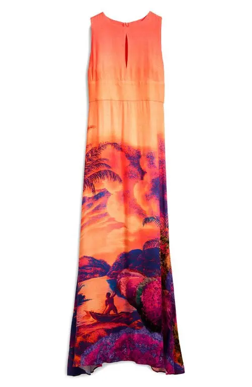 Desigual Print Sleeveless Maxi Dress