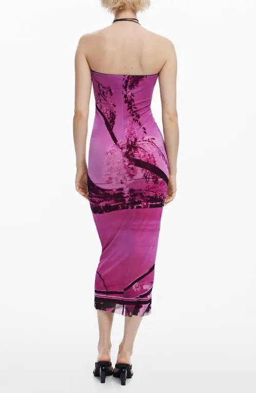 Desigual Bandeau Body-con Midi Dress - Purple