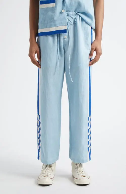 BODE Seedling Stripe Pajama Pants - White/ Blue