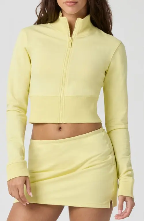 FLORENCE BY MILLS Crop Stretch Cotton Blend Track Jacket - Yellow Iris