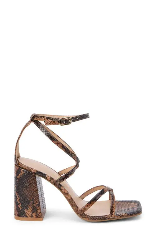 Matisse Abba Block Heel Sandal - Brown Snake Print