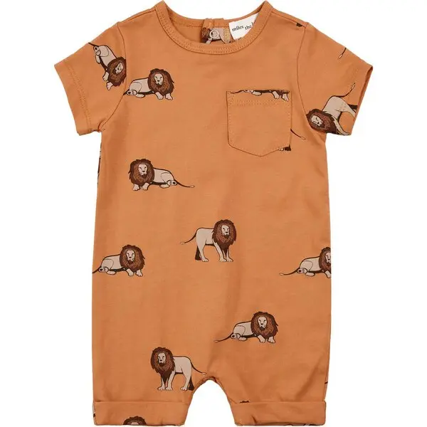 MILES THE LABEL Lion Print Romper - Orange