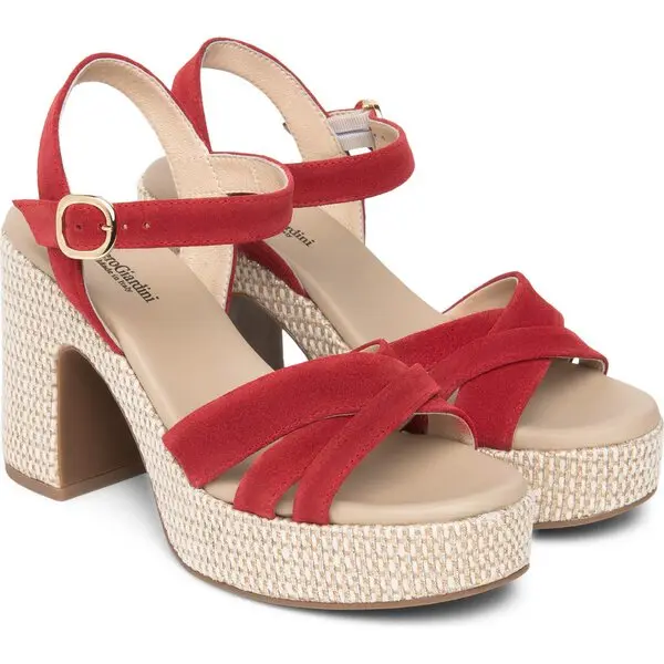 NEROGIARDINI Ankle Strap Platform Sandal - Cherry