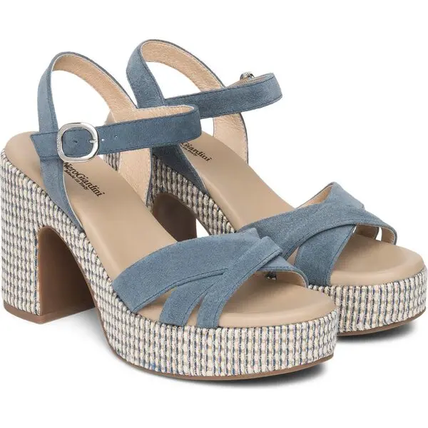 NEROGIARDINI Ankle Strap Platform Sandal - Denim