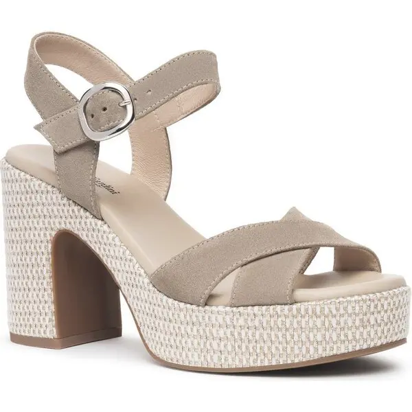 NEROGIARDINI Ankle Strap Platform Sandal - Taupe