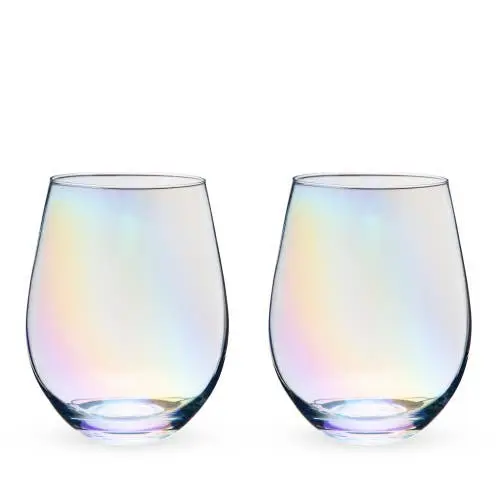 TWINE Luster Stemless Wine Glasses Set Of 2