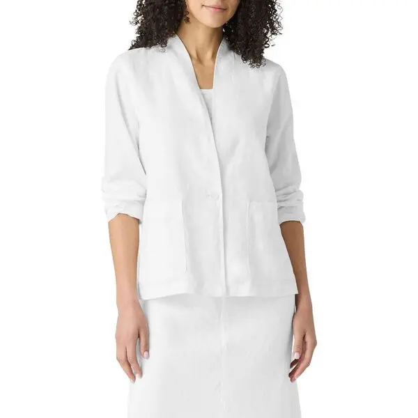 Eileen Fisher High Collar Organic Linen Jacket