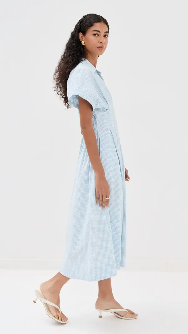 LE BOP Roberta Button-down Midi Dress - Sky Gingham