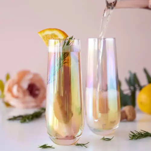 TWINE Luster Stemless Champagne Flutes Set Of 2