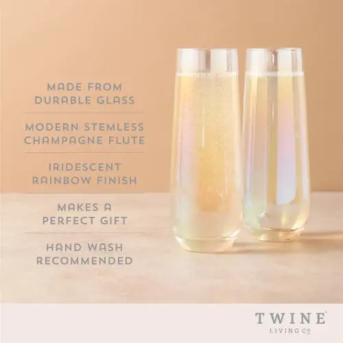 TWINE Luster Stemless Champagne Flutes Set Of 2