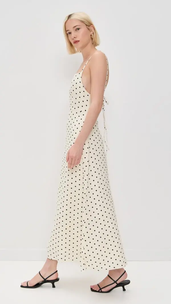 Carla Linen Polka Dot Midi Dress