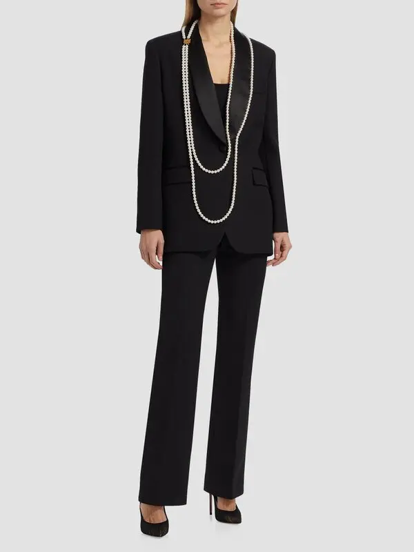 Moschino Pearl Necklace Wool-blend Jacket