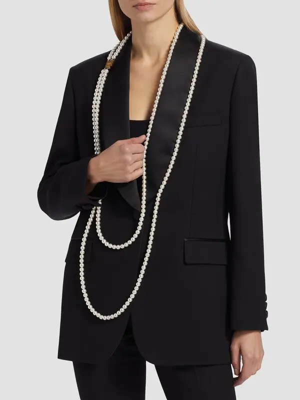Moschino Pearl Necklace Wool-blend Jacket