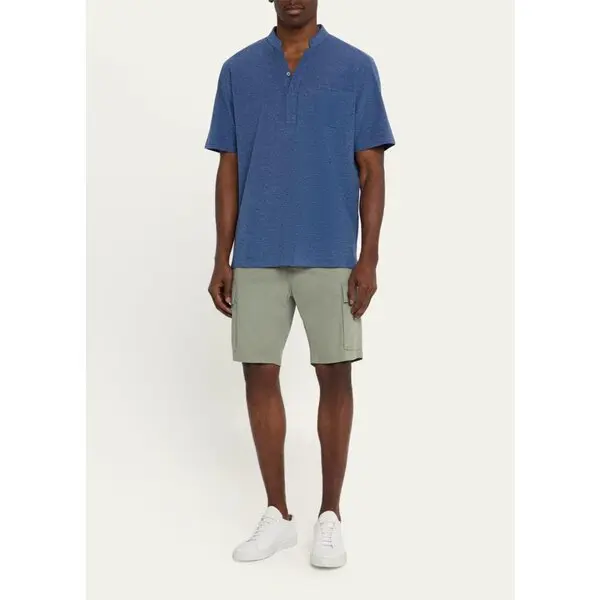 Sease Fish Tail V-neck Pocket Polo Shirt - Blue