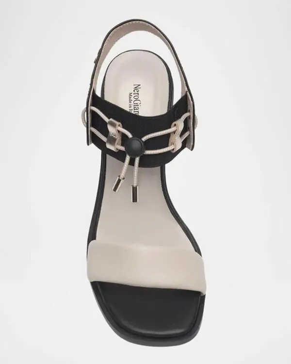 NEROGIARDINI Bicolor Leather Dress Sandals - Black/ivory