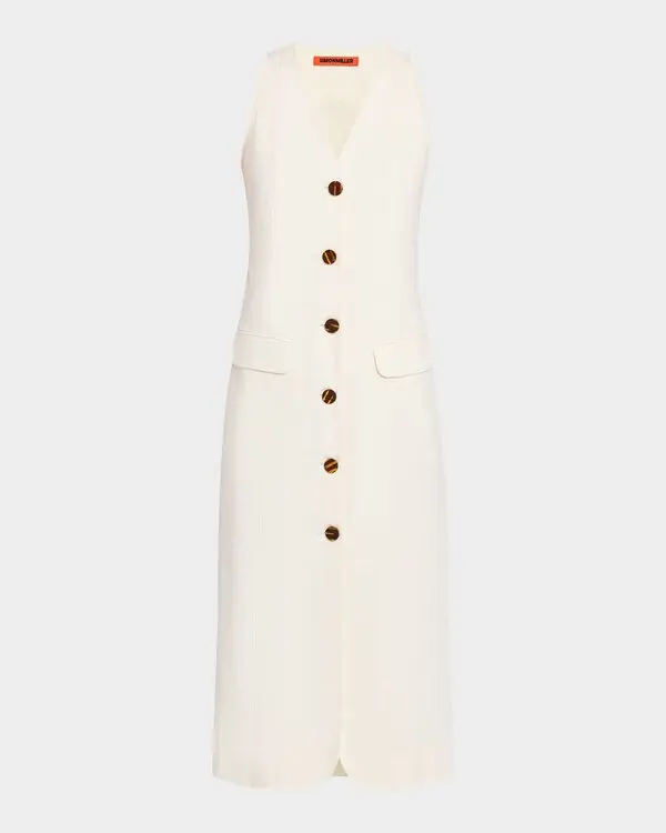 SIMONMILLER Zapata Linen-blend Midi Dress - Chalk