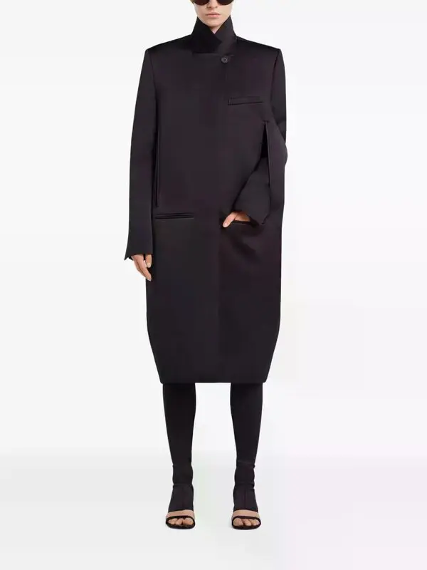 COURREGES Satin-finish Coat - Black
