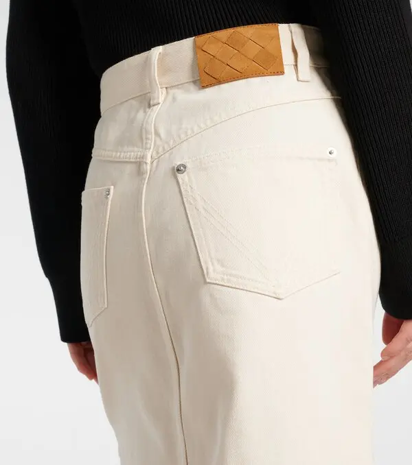 Bottega Veneta Denim Midi Skirt - White