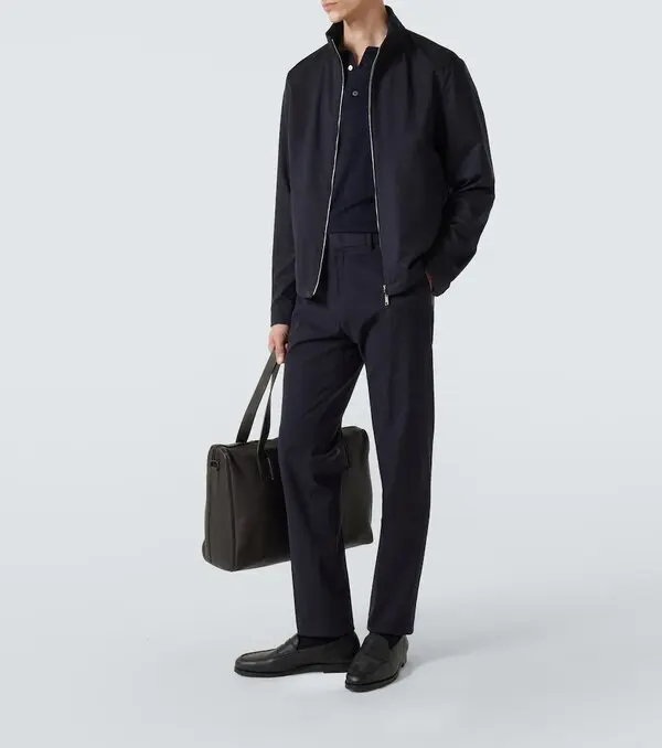 Zegna Cotton-blend Straight Leg Pants - Blue