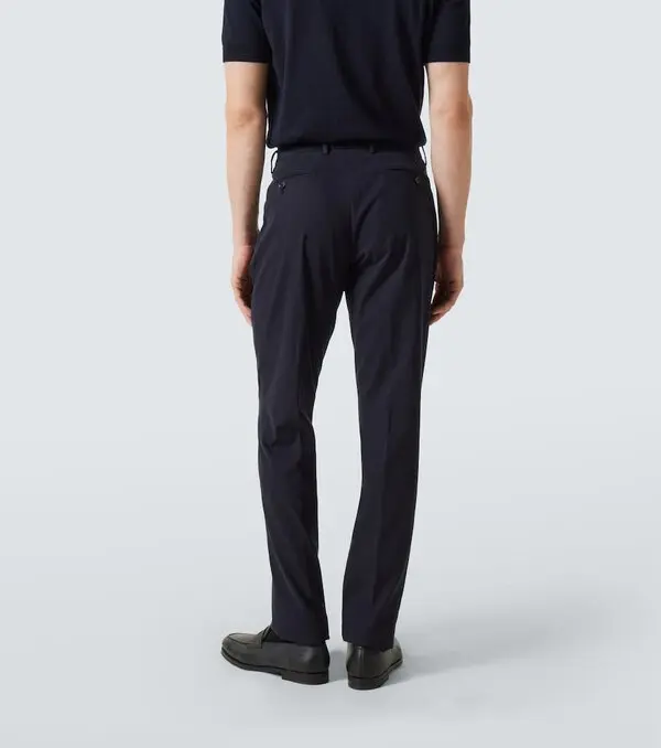 Zegna Cotton-blend Straight Leg Pants - Blue