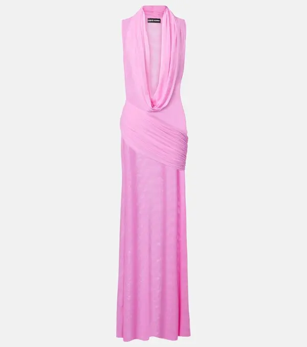David Koma Sleeveless Semi-sheer Draped Gown - Pink